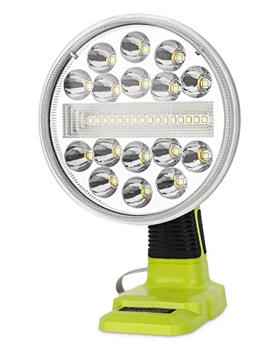 Hipoke 18V Light for RYOBI 18V ONE+ Li-ion Ni-Cad Ni-Mh Battery, 30W 2000 Lumen LED Work Light with USB Port, Zinc Alloy Flashlight for Camping, Hiking, Garage, Cordless Tools