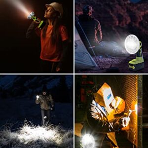 Hipoke 18V Light for RYOBI 18V ONE+ Li-ion Ni-Cad Ni-Mh Battery, 30W 2000 Lumen LED Work Light with USB Port, Zinc Alloy Flashlight for Camping, Hiking, Garage, Cordless Tools