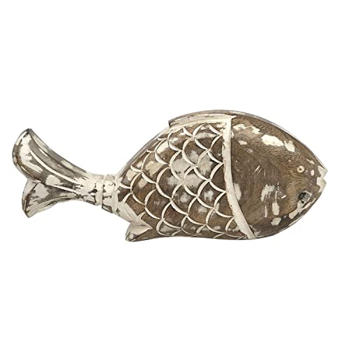 Beachcombers Decorative Carved Fish Figure Table Accent, 12-inch Length