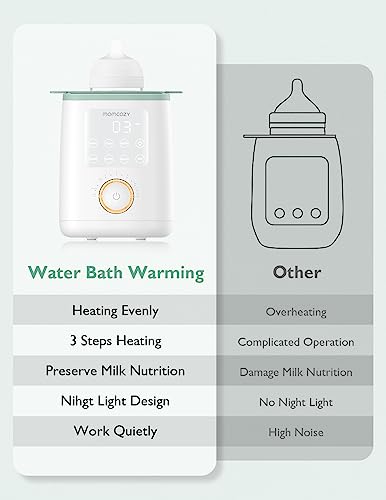 Momcozy Nutri Bottle Warmer, 9-in-1 Baby Bottle Warmer with Night Light, Accurate Temperature to Preserve Fullest Nutrients in Breast Milk, Bottle Warmers for All Bottles with Breastmilk or Formula