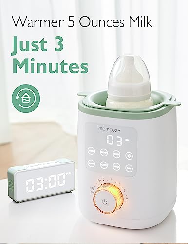 Momcozy Nutri Bottle Warmer, 9-in-1 Baby Bottle Warmer with Night Light, Accurate Temperature to Preserve Fullest Nutrients in Breast Milk, Bottle Warmers for All Bottles with Breastmilk or Formula