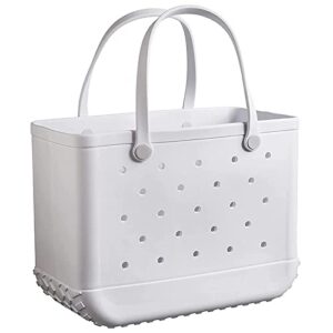 remek tote bag for women medium beach bag for women portable travel bag handbag for sports pool 14.4x12.2x5.1 inches (white)