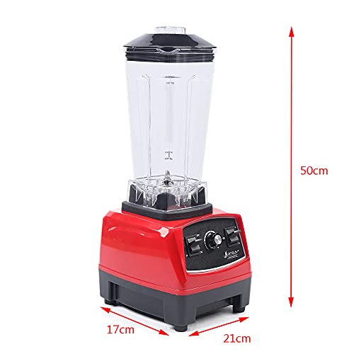 3HP 2200W Smoothie Maker, 2L Commercial Countertop Blender Electric Adjustable Speed Mixer Juicer for Frozen Fruit, Crushing Ice, Veggies, Shakes and Smoothie, 45000RPM(Red)