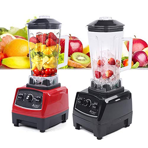 3HP 2200W Smoothie Maker, 2L Commercial Countertop Blender Electric Adjustable Speed Mixer Juicer for Frozen Fruit, Crushing Ice, Veggies, Shakes and Smoothie, 45000RPM(Red)