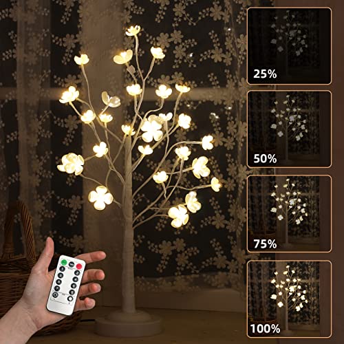 Anycosy 21'' Tabletop Bonsai Tree Lights,120 LED Plum Blossom Tree Table Lamp with 8 Modes & 6 Hrs Timer,Battery/USB Operated Artificial Tree with Lights for Indoor Decoration