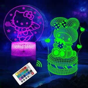 nluoylf kitty lamp (2 patterns),cat night light for kids,kitty room decor,16 colors change with remote,christmas and birthday party supplies for boys/girls