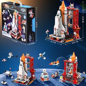 Space Exploration Shuttle Toys for 6 7 8 9 10 11 12 Year Old Kids, 11-in-1 STEM Aerospace Rocket Building Kit for 6-12 Year Old Boys Girls, Best Gifts for Christmas Birthday - 855pcs