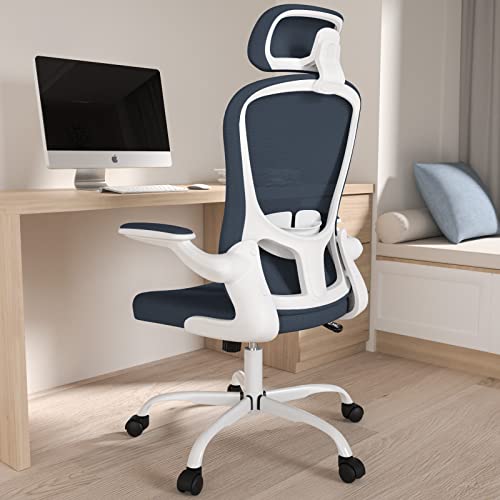 Office Chair, High Back Ergonomic Desk Chair, Breathable Mesh Desk Chair with Adjustable Lumbar Support and Headrest, Swivel Task Chair with flip-up Armrests, Executive Chair for Home Office