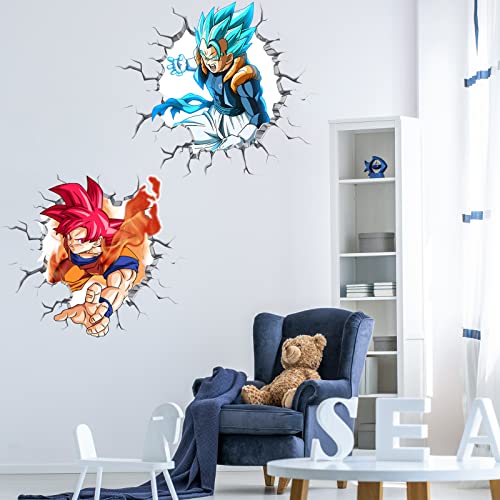 2 Pcs Large Anime Wall Decal Realistic 3D Comics Poster Decals Vinyl Wallpaper Kids'bedroom Living Room Playroom Nursery Wall Decor Gift Supplies(15.7“x35.4")