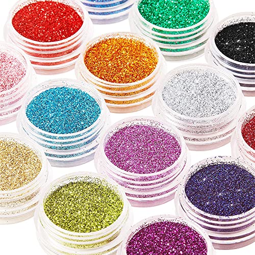 Holographic Nail Glitter 45 Jars Holo Laser Superfine Cosmetic Festival Powder Nail Pigment for Tumblers, Arts and Craft Glitter, Iridescent Glitter for Body Nail Face Hair Eyeshadow Makeup