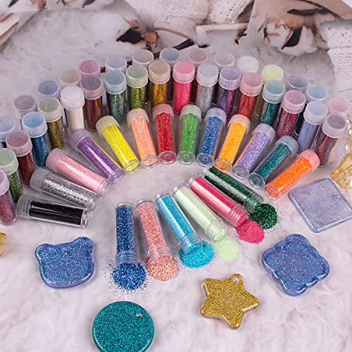 Ultra Fine Holographic and Iridescent Glitter, 55 Colors Extra Fine Resin Glitter Powder, Craft Glitter for Resin Tumblers Art Crafts Making, Cosmetic Glitter for Nail Body Eye Face Hair Makeup