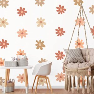 qeeenar 36 pcs daisy wall decal flower vinyl wall colorful decals floral decals peel and stick colorful daisy stickers for kids nursery wall art bedroom living room classroom office decor, 6 sheet