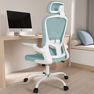 office chair, high back ergonomic desk chair, breathable mesh desk chair with adjustable lumbar support and headrest, swivel task chair with flip-up armrests, executive chair for home office