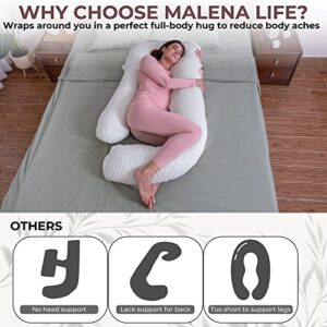 U Shaped Pregnancy Body Pillow with 2 Removable Covers for Sleeping Full Body, Head, Belly, Back, Leg Pillow for Side Sleepers Maternity Pillow (Mesh Airflow - Light Green + Jersey Light Grey)