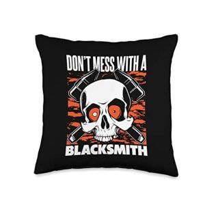 forging equipment starter kit gifts for beginners don't mess hobby legend forging blacksmith throw pillow, 16x16, multicolor