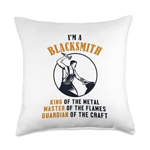 forging equipment starter kit gifts for beginners king master guardian anvil forging blacksmith throw pillow, 18x18, multicolor