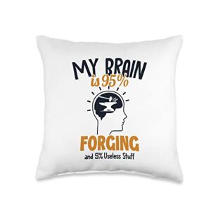 forging equipment starter kit gifts for beginners my brain is 95% hobby legend forging blacksmith throw pillow, 16x16, multicolor