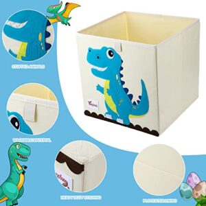 Kacctyen 6 Pcs 13 Inch Foldable Dinosaur Toy Storage Cubes Animal Organizer Bins Fabric Toy Box Chest Basket Container for Toddlers Kids Boys and Girls Nursery Playroom