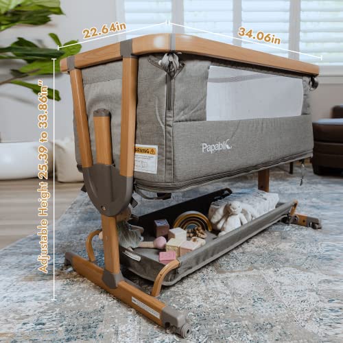 Papablic 4-in-1 Deluxe Tonio Baby Bassinet with Cradle & Playard Extension, Easy Assemble