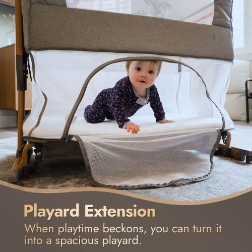 Papablic 4-in-1 Deluxe Tonio Baby Bassinet with Cradle & Playard Extension, Easy Assemble