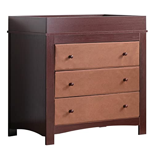 MOOITZ Changing Table with 3 Drawers, Changing Table Dresser for Nursery, Infant Baby Changing Station for Bedroom Livingroom Small Space, Baby Dresser with Changing Table Top