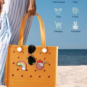 Qkstan Beach Bag Rubber Tote Bag Waterproof Travel Bags for Women Washable Tote Bag Handbag for Sports Beach Market Pool 15×5.25×13In(Yellow, Large)