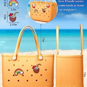 Qkstan Beach Bag Rubber Tote Bag Waterproof Travel Bags for Women Washable Tote Bag Handbag for Sports Beach Market Pool 15×5.25×13In(Yellow, Large)