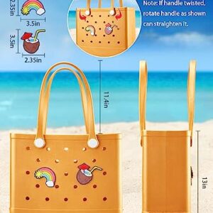 Qkstan Beach Bag Rubber Tote Bag Waterproof Travel Bags for Women Washable Tote Bag Handbag for Sports Beach Market Pool 15×5.25×13In(Yellow, Large)