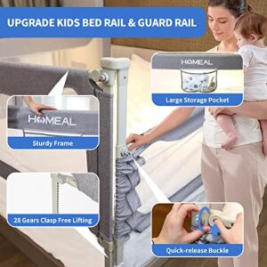 HOMEAL Toddlers Bed Rail for King Bed, Extra Tall Toddler Bed Rails, Infant Safety Bed Guardrail, Kids Bed Rail Guard, Bed Safety Rail fits Queen & King Size Mattress(Grey, for King Bed, 3Pack)