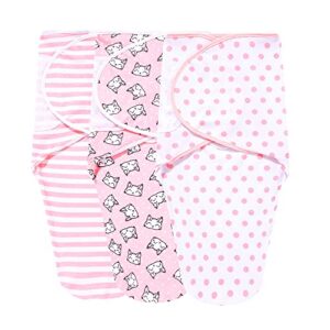 soft and adjustable baby swaddle wrap - pack of 3 - perfect for newborns up to 3 months - safe and comfortable sleep sack (pink02)