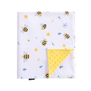 qsteheml baby blankets super soft for boys, minky lightweight blanket with double layer unisex newborn personalized travel blanket for toddler nursery，yellow bee, 30x40 inches