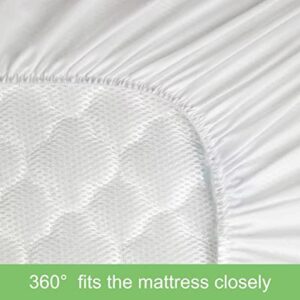 Waterproof Bassinet Mattres Pad Cover Fits 33x20 Baby Delight, Mika Micky, KoolaBaby, Dream On Me, ANGELBLISS and Bedside Sleeper Mattress, 2 Pack, Soft Bamboo Terry Surface, White