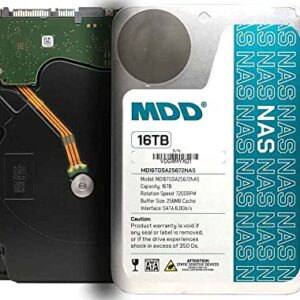 MDD (MD16TSATA25672NAS) 16TB 7200 RPM 256MB Cache SATA 6.0Gb/s 3.5" Internal NAS Hard Drive - 5 Years Warranty