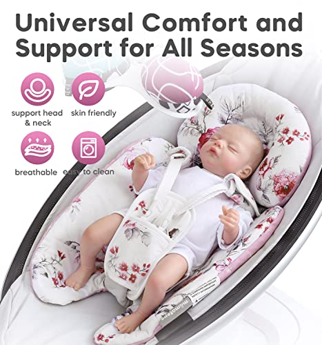 Mamatepe Infant Insert Compatible with 4moms Mamaroo RockaRoo & Graco DuetSoothe Swing, Reversible Newborn Insert Head & Body Support Cushion,Breathable Soft Fabric, Machine Washable, Blush Pink, 1Pcs