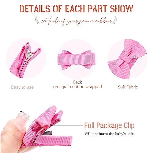 Baby Hair Clips Bows for Girls Mini Fully Lined Baby Bows Grosgrain Ribbon 1.2" Tiny Hair Bows Clips for Baby Girls Infant Fine Hair 40PCS (20Colors in Pairs)