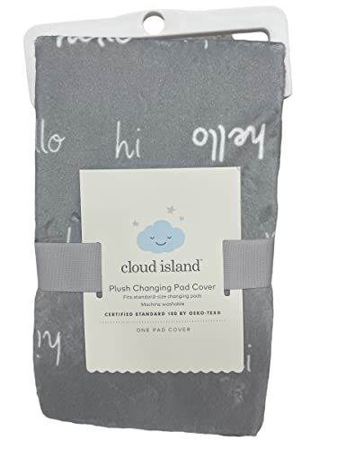 Cloud Island Plush Changing Pad Cover - Gray Hello Print