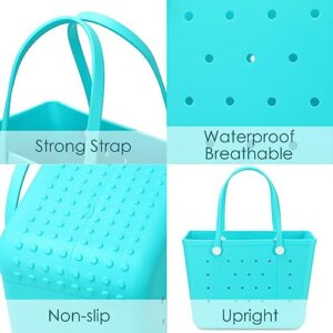 MYHOZEE Beach Bag Tote Swim Bag Women,Rubber Beach Tote Bags With Hole Waterproof Washable Durable Open Handbag for Beach Pool Boat Sports,Green