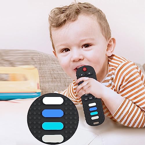 ERSIHUA 2-Pack Baby Teething Toys-TV Remote Control Shape Silicone Infants Teething Toys for Babies 0-18 Months,BPA-Free (2packs-Black)