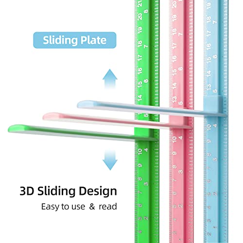 SNOPARD Growth Chart, Baby Height Chart,Spliced Height Ruler, Kids Height Measurement for Wall Sticker, Sliding Measuring Ruler for Nursery School Clinic with High Precision,79 inch (Green）