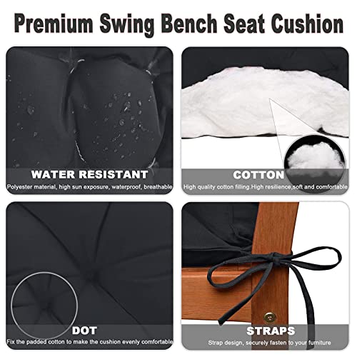 CUSCOY Swing Cushions Replacement Waterproof Outdoor Swing Cushions with Back Indoor/Outdoor Bench 2 or 3 Seat Cushion for Porch Patio Swing,brown-40x40in