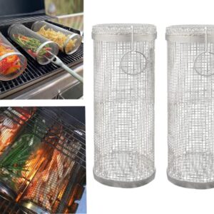 2023 new Stainless Steel Barbecue Cooking Grill Grate - Outdoor Round BBQ Campfire Grill Grid - Camping Picnic Cookware (2PCS 30com)