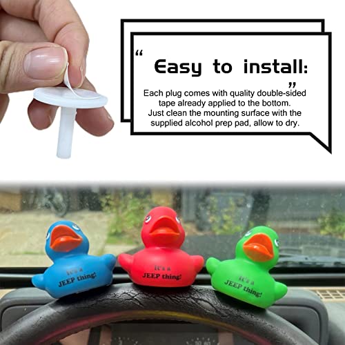 TEYOUYI 40pcs Duck Plug - Rubber Duck Mount,Flock Locker Rubber Duck Holder for Jeep Dash and Fixed Display,Gift for Jeep Lover,Black（Excluding Rubber Duck） Includes Double-Sided Stickers Inside