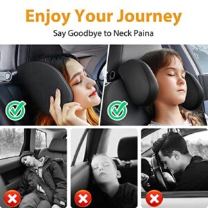 ZORUNOWA Car Headrest Pillow,Thickened Memory Foam Road Pal Headrest,Neck Support Pillow,180° Adjustable Car Headrest, U- Shaped Design,Travel Car Sleeping,Suitable for Kids and Adults (Black)