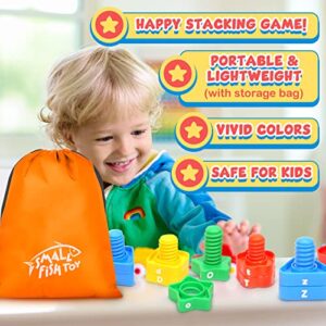 Letters Learning Matching Game | Fine Motor Skills Toy Set for Toddlers | 26 Alphabet Learning Toys with 52 pcs Nuts and Bolts Sorting & Stacking Toys, ABC learning Educational Montessori Toy for Kids