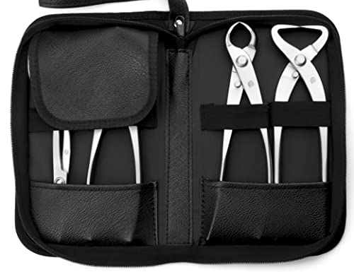 TianBonsai 4-PCS Bonsai Tool Set Including Concave Cutter Straight Edge Cutter Trunk Splitter And Bonsai Scissors Equip With Tool Bag