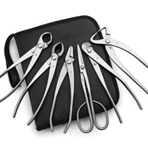 TianBonsai 6-PCS Bonsai Tool Set Including Concave Cutter Straight Edge Cutter Trunk Splitter Wire Cutter Bonsai Pliers And Bonsai Scissors Equip With Tool Bag