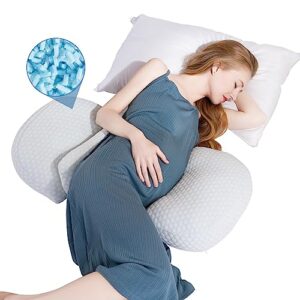 pregnancy pillows maternity pillow for pregnant women sleeping - a must have body pillow with detachable adjustable cover, support for belly, back, hips & legs, travel friendly and machine washable