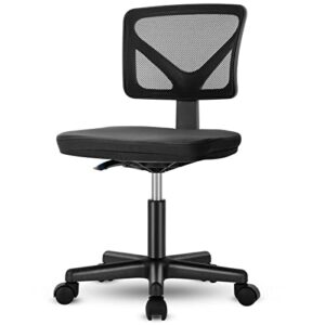 sweetcrispy desk chair, armless office chair, computer chair, small home office chairs low-back mesh chair task chair swivel rolling chair no arms for small space with lumbar support