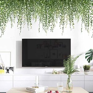 CHANMOL Green Plant Home Decor Wall Stickers 2 Sheets Peel and Stick Leaves Art Murals PVC Decals for Kids Bedroom Nursery Living Room Kitchen Bathroom Removable as Housewarming Birthday Gift