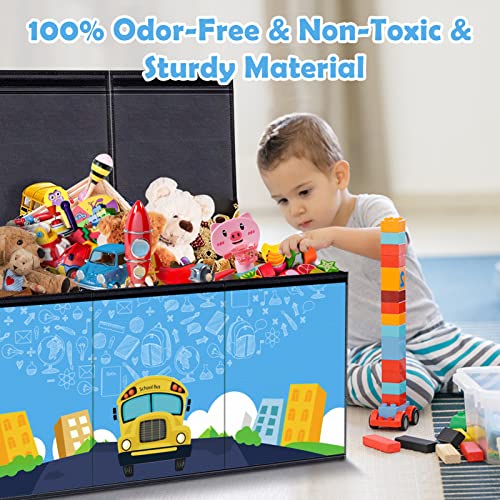 Wdmiya Large Toy Box, Toy Organizers and Storage With Collapsible Lid & Handles, Toy Chest for Kids Extra Large Playroom, Living Room, Nursery, Closet, Car Trunk, Brithday Gift for Boys & Girls